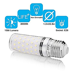 LEKE E26 LED Bulb 80W-100W Equivalent LED Light Bulb 1000Lumen Non-Dimmable E26 Light Bulb 8W 6000K White(4 Pack)