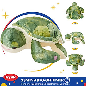 Glow Guards 14'' Light up Sea Turtle Stuffed Animal LED Soft Ocean Life Plush Toy Pillow with Colorful Night Lights Glowing Birthday Children's Day Gifts for Toddler Kids