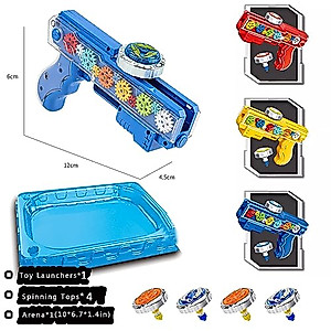 Bey Battling Top Burst Gyro Toy Set with 4 Spinning Top Burst Gyros 1 Toy Launchers Combat Battling Game Gifts for Boys Children Kids Ages 6+ (Blue)