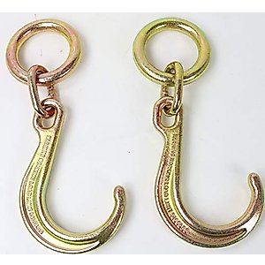 (2) 8" Inch J Hook Grade G70 Tow Axle Strap Wrecker Roll back Clevis - 5,400 WLL