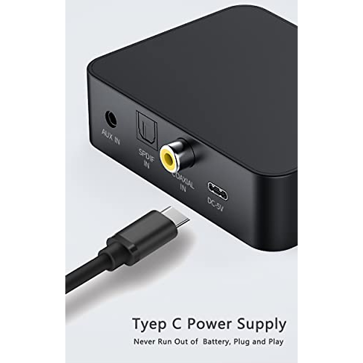 Bysimilai Bluetooth 5.0 Transmitter for TV/PC to Wireless Headphone, Digital Optical Bluetooth Audio Adapter aptX Low Latency, HD Sound (Optical, 3.5mm AUX, Coaxial, TF Card) -Type C Power Supply