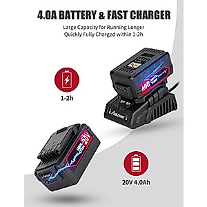 AVID POWER Cordless Angle Grinder with 4-pole Motor, 20V Cordless Grinders Tools w/4.0A Battery & Fast Charger, 4-1/2 Inch Grinding Wheels, Cutting Wheels, Flap Discs and Adjustable Auxiliary Handle