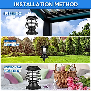 4 Pack Solar Bug Zapper Outdoor Waterproof Mosquito Zapper Outdoor Mosquito Repellent Trap Solar Powered Bug Lights for Outside Fly Mosquito Killer Outdoor for Home Camping Backyard (Novelty Style)