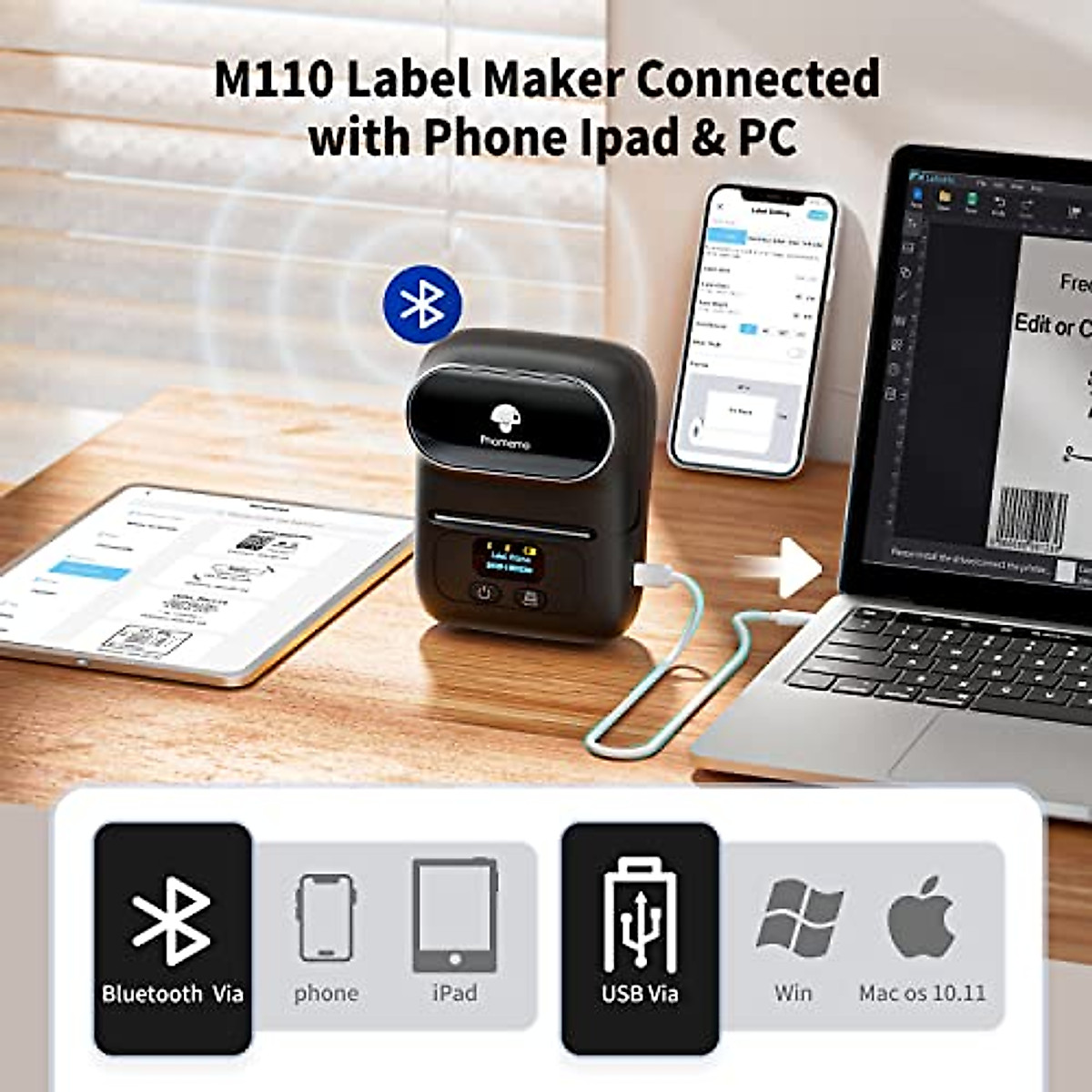 Phomemo M110 Portable Bluetooth Thermal Label Printer