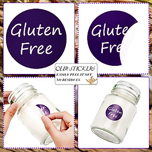 Zonon 1000 Pieces 2 Roll Gluten Free Stickers Labels for Food with Self Adhesive Seals 1.5 Inch Gluten Food Rotating Label Stickers for Containers Jars Glass Bottle Envelopes Bread Bags, 500 Pcs/Roll