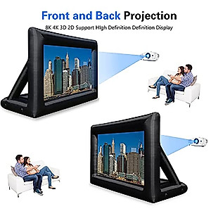 GZKYYLEGS 20 Feet Inflatable Outdoor and Indoor Theater Projector Screen - Includes Air Blower, Tie-Downs and Storage Bag - Portable, Supports Front and Rear Projection