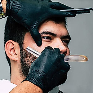 Zertone Straight Razor Shaving Kit with Horn Scale - Straight Razors for Men, Sharp 440C Stainless Steel Blade Straight Edge Razor, Includes Stropping Cloth and Brush