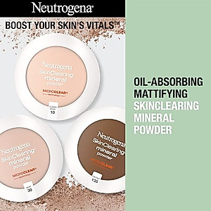Neutrogena SkinClearing Mineral Acne-Concealing Pressed Powder Compact, Shine-Free & Oil-Absorbing Makeup with Salicylic Acid to Cover, Treat & Prevent Breakouts, Natural Beige 60,.38 oz (Pack of 2)