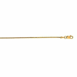 14K Yellow Or White Gold 1.2mm Shiny Diamond-Cut Classic Franco Chain Necklace for Pendants and Charms with Lobster-Claw Clasp (,16" , 18", 20" or 24 inch)