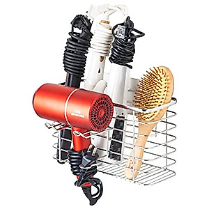 YQh Hair Tool Organizer，Hair Dryer Holder,Hair Styling Tool Organizer Basket for Bathroom，Stainless Steel Hair Dryer Holder Storage，Wall Mounted Tool Organizer Storage Basket for Hair Drye