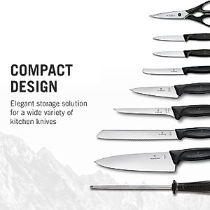 Victorinox Swiss Classic Knife Block - Kitchen Knife Set with Block for Home Essentials - Includes Chef's Knife, Santoku Knife & More - Black Handles, 15-Piece Set