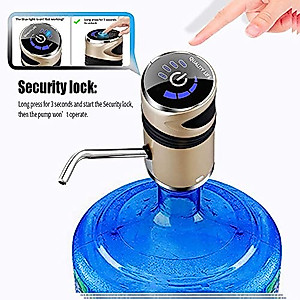 Water Pump for 5 Gallon Jug, Electric 5 Gallon Water Dispenser USB Charging Water Bottle Pump Universal Water Jug Dispenser with Child Lock and Automatic Off