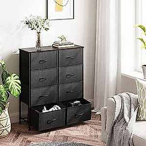 WLIVE 5-Drawer Dresser and 8-Drawer Dresser Set, Fabric Storage Tower for Bedroom, Hallway, Nursery, Closets, Tall Chest Organizer Unit with Textured Print Fabric Bins, Steel Frame, Wood Top, Easy Pul