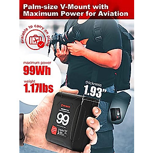 Moman V Mount Battery, Mini V-Lock Mount Power 99Wh 15A Up to 200W Draw with Dual D-Tap & USB Outputs for BMPCC 4k 6k Camcorders Cameras LED Lights, V-Mount-Battery-Dtap-Mini