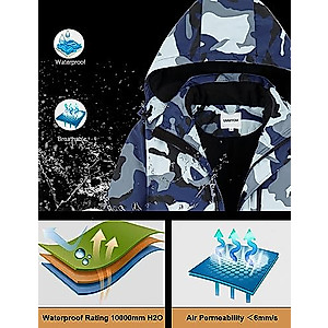 UMMTOM Boys Waterproof Ski Jacket Fleece Lined Warm Winter Snow Coat Hooded Winter Jacket for Kids(Indigo Sea,6-7)