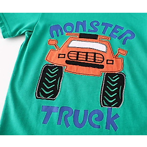 Julerwoo Toddler Boys Monster Truck Short Plaid Pants Set Outfits Summer Clothes 3t