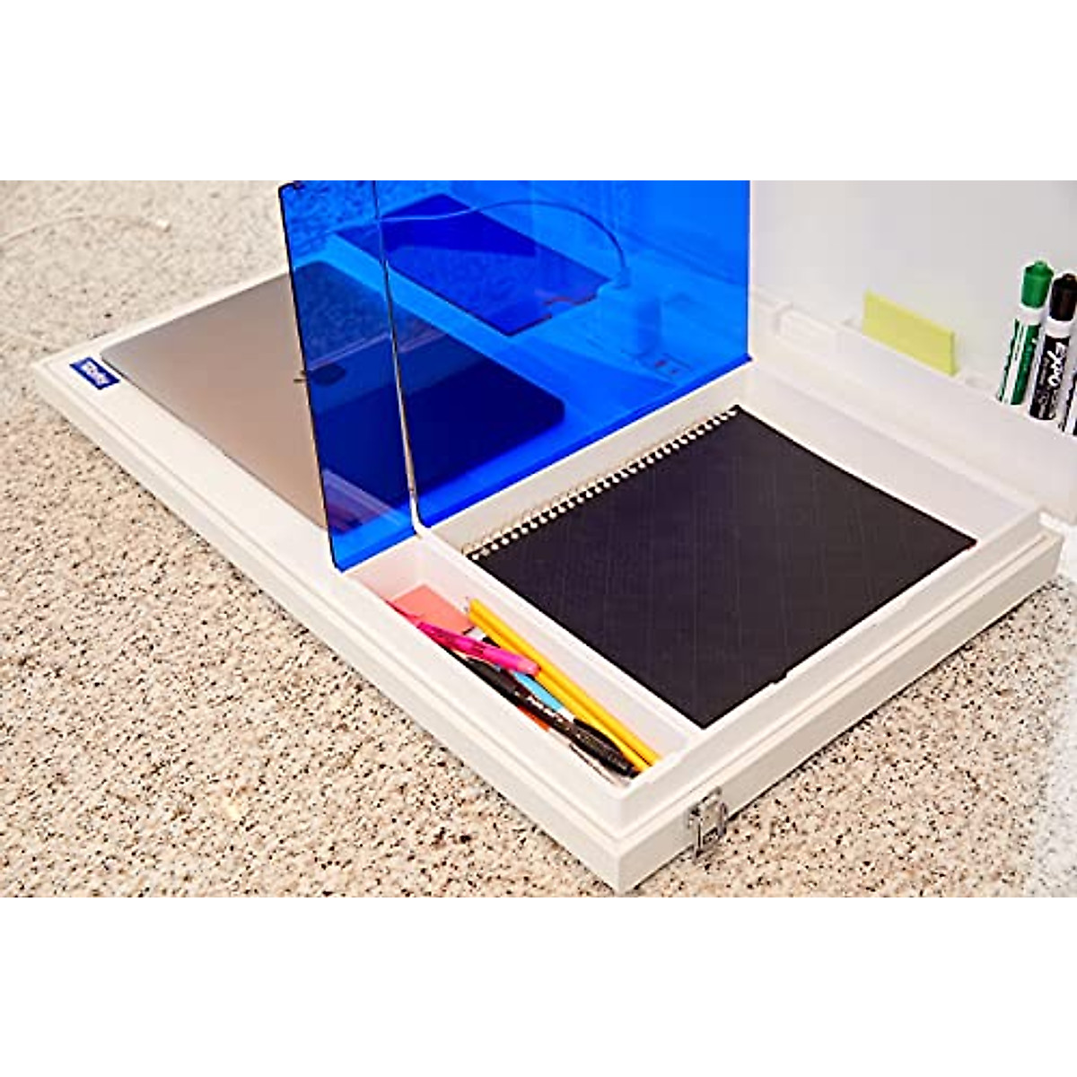 Worky 15-in-1 Home Office Portable Workstation Desk with Built-in Storage, 3.5" D x 26" W x 16.5" H, 14 Lbs, White