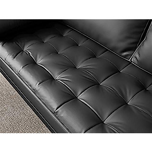 US Pride Furniture NS5452-L Caladeron Mid-Century Modern Loveseat in Faux Leather, PVC Black