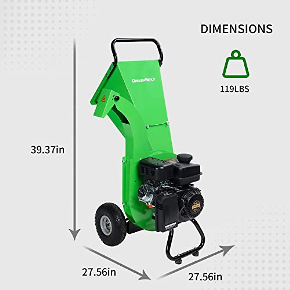 GARDENBEAUT S1 Wood Chipper Shredder Mulcher 7 HP 212cc Heavy Duty Engine Gas Powered 3 inch Max Wood Diameter Capacity 20:1 Reduction Ratio 1-Year Warranty After Product Registration