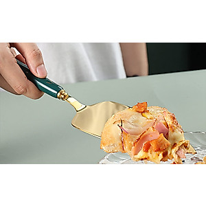 Wedding Cake Knife Shovel Server Set Silverware Stainless Steel Ceramic Handle Wedding Party Thanksgiving Christmas (White)