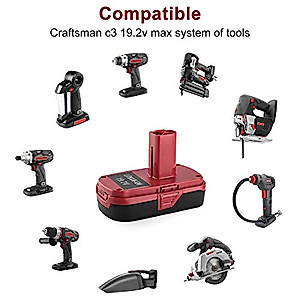 Energup 2Pack 3.5Ah Replacement Craftsman 19.2Volt Battery Lithium for Craftsman C3 XCP Craftsman 19.2V Battery 130279005 1323903 130211004 11045 315.115410 315.11485 for 19.2V Craftsman Battery
