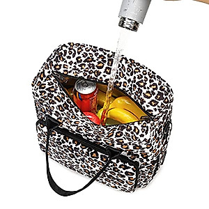 SAIDKOCC Insulated Lunch Bag 26 Cans Adult Women Extra Large Leak Proof Tote Cooler Bag and Shoulder Strap Pad for Office/Work/Picnic (Leopard)