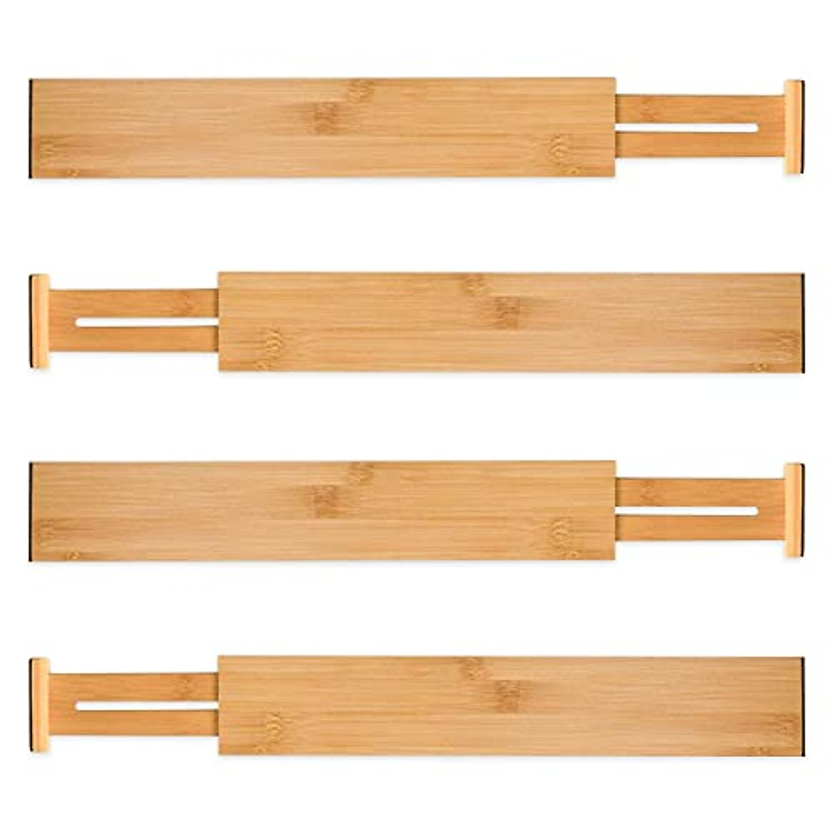 DICOBEE Bamboo Kitchen Drawer Dividers Organizers, (Large (17"-22")) Expandable Drawer Organizer, Adjustable Bamboo Dividers For Kitchen Drawers, Dresser, Bedroom, Bathroom, and Office, 4 Pack