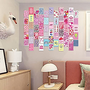 MATJOE 70pcs Wall Collage Kit Aesthetic Pictures- Western Photo Wall Collage Kit Prints 4x6 inch, Mini Posters Bedroom DIY Teen Girls Trendy Stuff Room Decor (Pink)