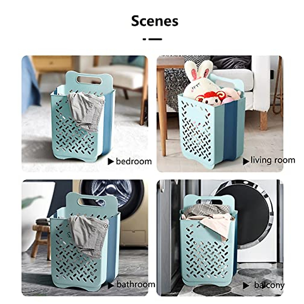 Large-capacity Wall-mounted Laundry Hamper, Household Folding Clothes Storage Laundry Basket, Plastic Dirty Clothes Basket. (White)