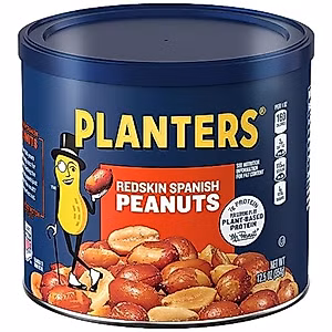 PLANTERS Redskin Spanish Peanuts, Roasted Salted Peanuts, Plant Based Protein 12.5 Ounce (Pack of 6)