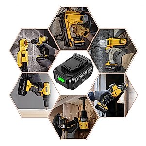 2 Packs 20V 6.5Ah Replacement Battery Compatible with Dewalt 20V Battery Max XR Lithium-ion DCB200 DCB204 DCB206 DCB180 DCD985B DCD771C2 DCS355D1 DCD790B Cordless Power Tools