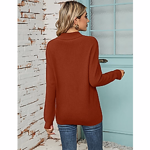 Ivicoer Sweaters for Women V Neck Pullover Ladies Knit Long Sleeve Collared Tops Fall Winter Polo Trendy Orange