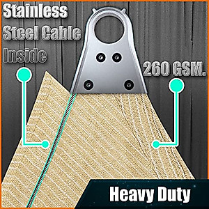 Amgo 20' x 20' Grey Rectangle Square Super Ring Sun Shade Sail ATAWS20 Canopy Awning Shades for Patio-Commercial Standard Heavy Duty-260 GSM(We Customize)