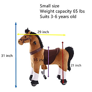 Gidygo Kids Ride On Pony Rider Horse Riding Walking Plush Animal for Children 3 to 6 Years Old or Up to 65 Pounds