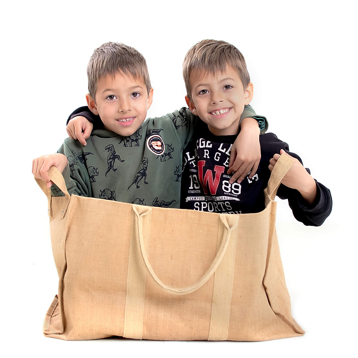 Utility Storage Tote Bag With Four Handles | Heavy Duty | Extra Large | 23’’L, 11’W, 13,5’’H’ Style-3 Natural Jute