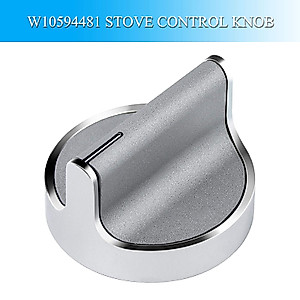 TOMOON W10594481 Stainless Steel Cooker Stove Control knob 5pcs for Whirl.Pool Gas Cooktop Range Oven WCG97US0DS00 WCG97US6DS00,Replaces WPW10594481 3281332 B01KR8F5EU AP6023301