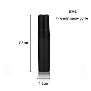 Elfenstall- Cool Black 25pcs 5ml 1/6OZ Atomizer Empty Matte Plastic Fine Mist Spray bottle Refillable Fragrance Perfume Scent Sample Bottle for Travel Party Makeup Tool