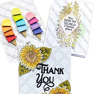 Ammsochy Cutting Dies 3D Backgrounds Frame Metal Stencils Scrapbooking Tools DIY Craft Carbon Steel Embossing Template for Paper Card Making Album Arts Crafts Supplies (Rhombus Layering)