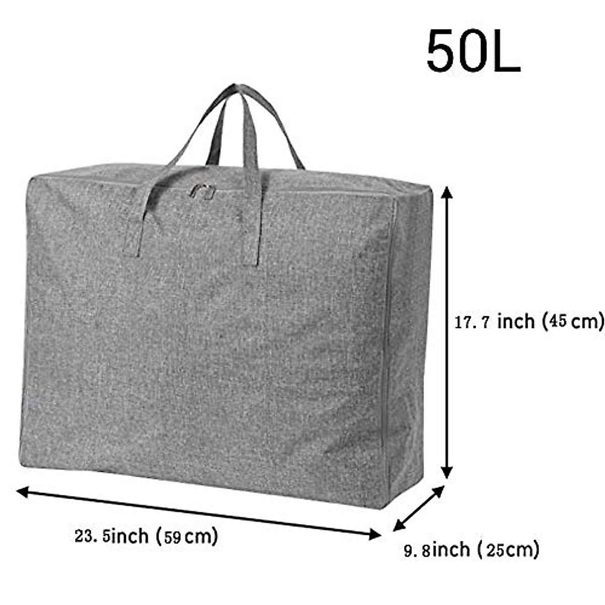 N / D Large-Capacity Storage Bag with Zipper and Handle, odorless, Waterproof, Moisture-Proof, Carrying Bag, Bed Storage Bag, Blanket, Clothes, Quilt, Pillow, Mobile Bag. (75L 50L) (2 Pieces Gray)