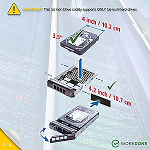 WORKDONE 4-Pack - 3.5 inch Hard Drive Caddy - Compatible for Dell PowerEdge Selected 11-13th Gen. Servers - with Detailed Installation Manual - Sled Front Sticker Labels - Screwdriver