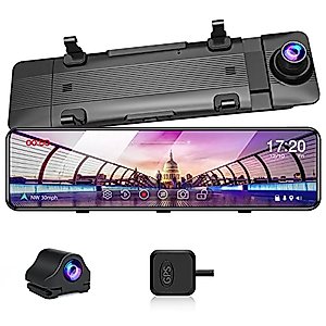 JOMISE G812 Mirror Dash Cam, Dual 1080P Rear View Mirror Camera for Cars & Trucks, Type-C Port, 11" Touch Screen, Night Vision, GPS, G-Sensor, Waterproof Backup Camera, Parking Assist, Loop Recording
