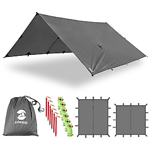 Waterproof Camping Tarp Outdoor Tent Accessories Survival Gear Perfect Hammock Shelter for Hiking Camping 10x12 ft Gray
