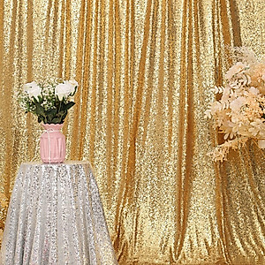 Juya Delight Gold Sequin Backdrop Curtain, Glitter Backdrop Curtain for Parties, Christmas, Wedding, Party Decoration (6ftx8ft,Gold)