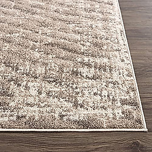 Abani Rugs Contemporary Sand Dunes Area Rug - Modern 6’ x 9’ Blue & Beige Premium No-Shed Under Table Area Rug