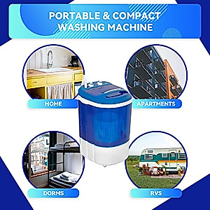 ZENY Portable Mini Washing Machine 5.7 lbs Washing Capacity Semi-Automatic Compact Washer Spinner Small Cloth Washer Laundry Appliances for Apartment, RV, Camping, Single Translucent Tub