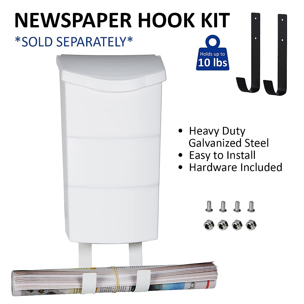 Small Plastic Mailbox for Outside Porch, Easy to Install Wall Mount, Lightweight, Heavy Duty, Rustproof, Maintenance-Free Vertical Mail Box for House - 8.25” x 4” x 13.75” (White)