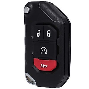 SELEAD Flip Key Fob 4 Buttons Keyless Entry Remote fit 2020 for Jeep Gladiator 2018-2020 for Jeep Wrangler Antitheft Keyless Entry Systems 68416782AA 1pc 433.92MHz, Black