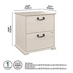 Bush Furniture Homestead Farmhouse 2 Drawer Accent Cabinet, Linen White Oak