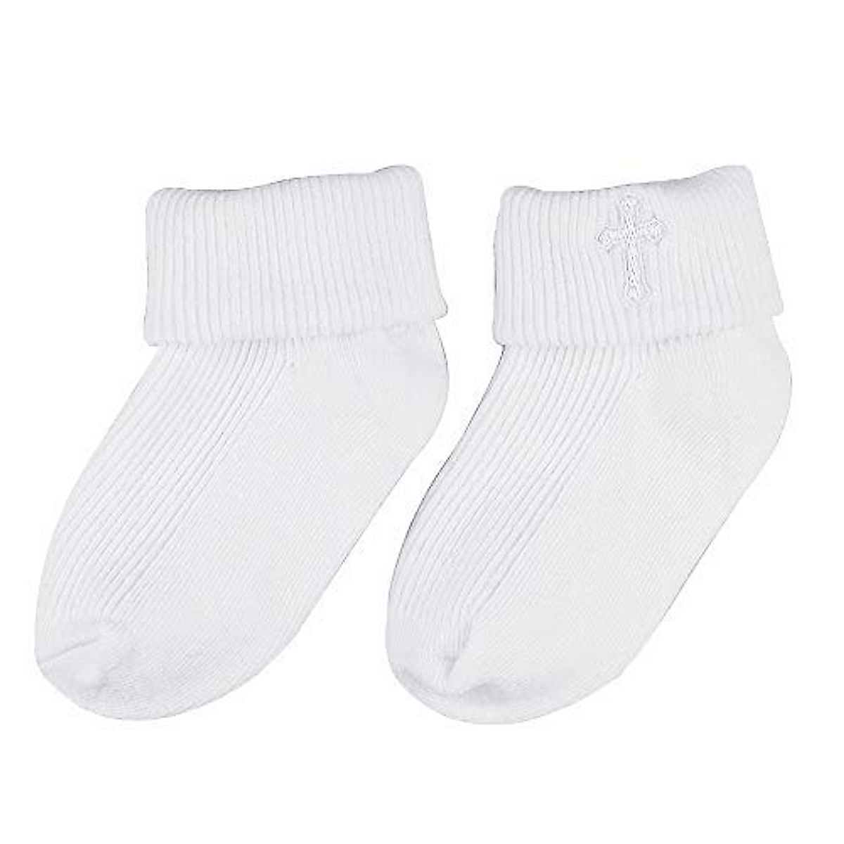 Infant Baby Boys' Girls' Christening Baptism Embroidered Cross Bib and Socks for Outfits