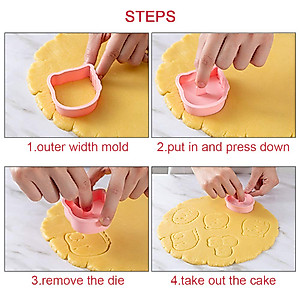 Cookie Cutter Set，6pcs Kids Cake Decoration 3D Mini Cartoon Animal Baking Tool Cookie Cutter Set